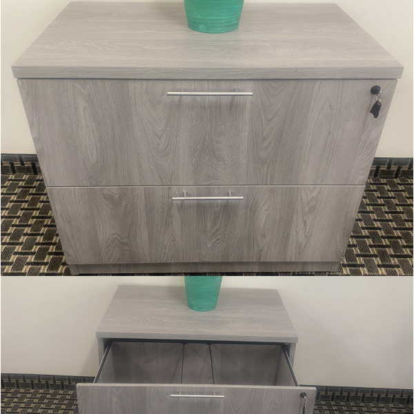 Ultra + Grey Oak Lateral File Cabinet | Grey Oak Finish