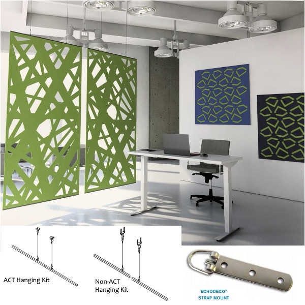 PET Designer Ceiling or Wall Dual Core Acoustical Office Panel | Maze