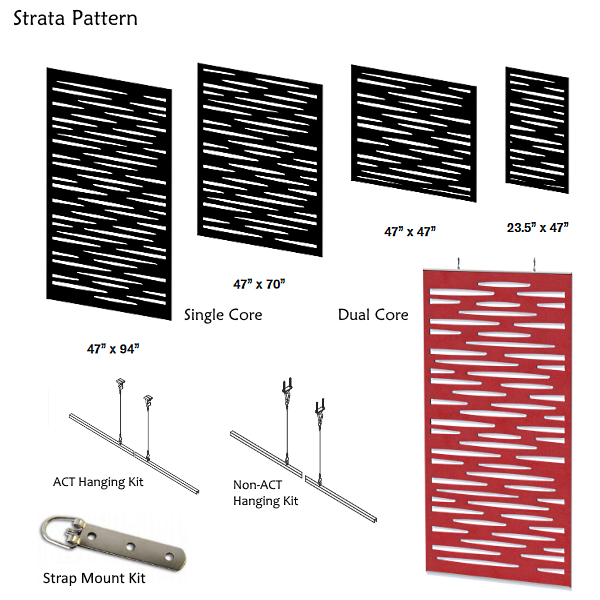 Single Core Acoustical Office Panel | Strata Pattern | Hanging Panels