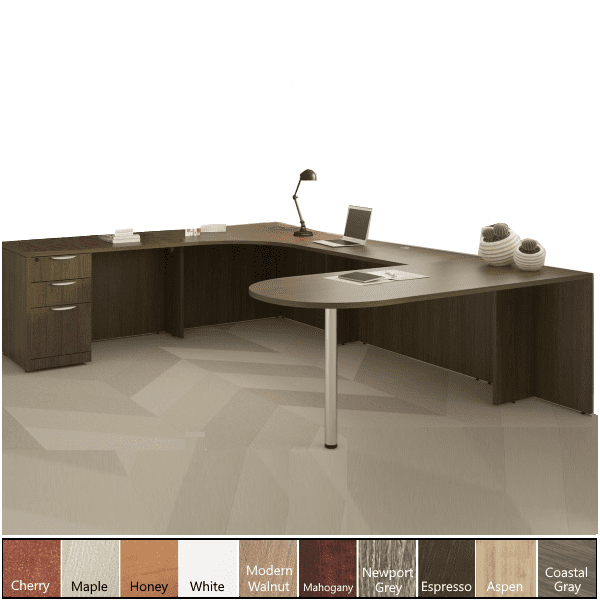 PL U-Shaped Corner Bullet Desk | 10 Finish Colors