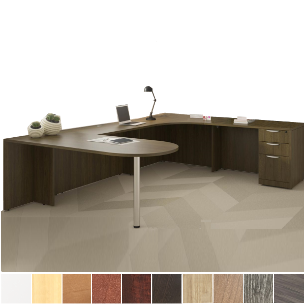 PL U-Shaped Corner Bullet Desk | 10 Finish Colors