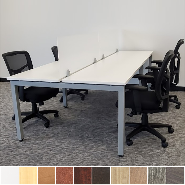 PLT 10' 4-Person Desk | Team Desk | Dual Frosted Dividers