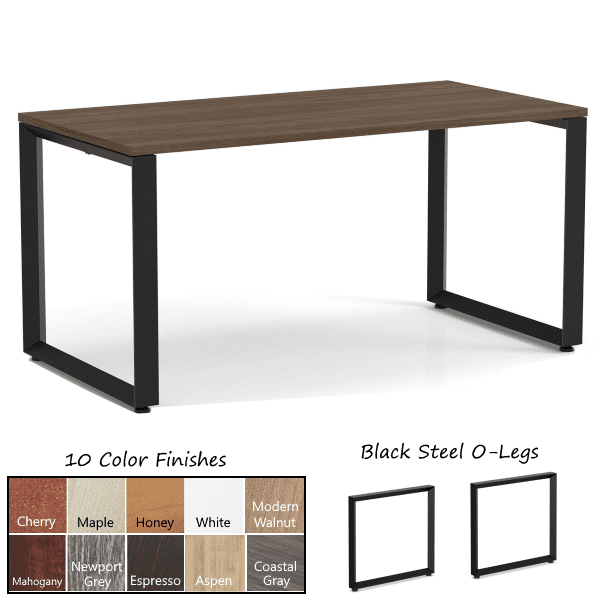 Multi-Use Beveled Black O-Leg Table | 24"D | 4 Sizes