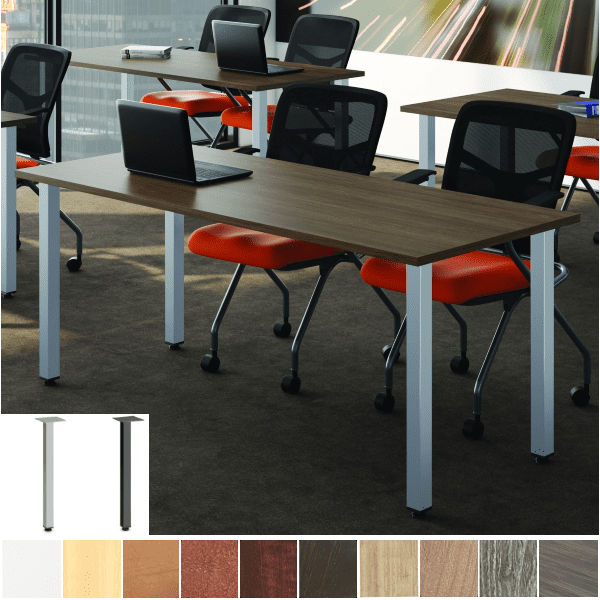 PLT Square Post Leg Training Table | Fixed | 24"D | 6 Sizes