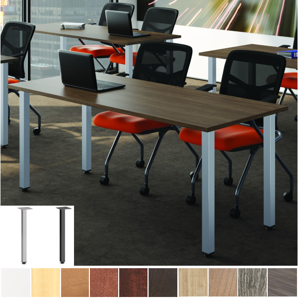 PLT Square Post Leg Training Table | Fixed | 24"D | 6 Sizes