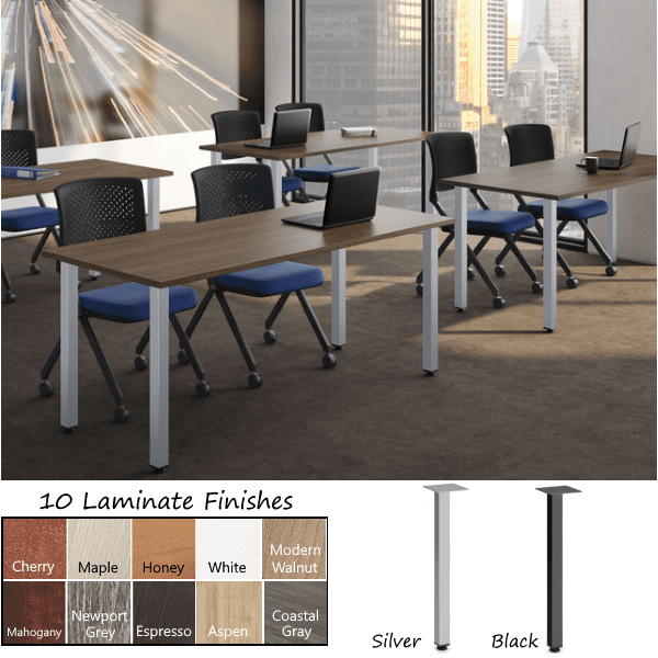 PLT Square Post Leg Training Table | Fixed | 24"D | 6 Sizes