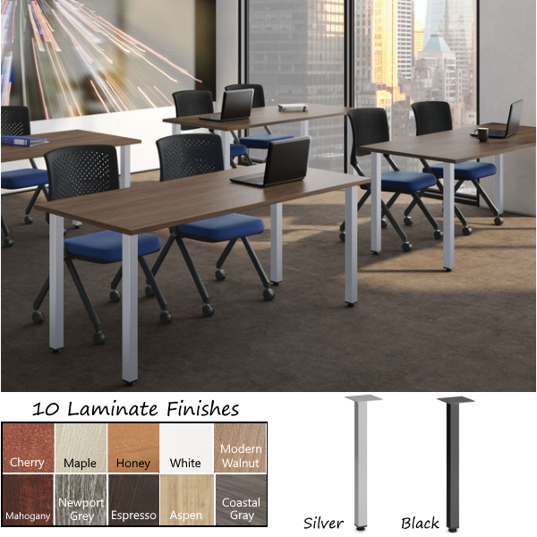 PLT Square Post Leg Training Table | Fixed | 24"D | 6 Sizes