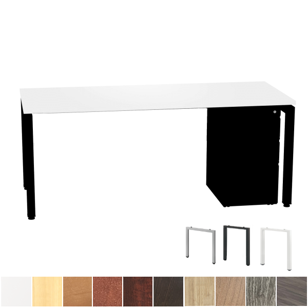 PLT Unite Leg Single Pedestal Desk | 24"D | 4 Sizes | 10 Colors