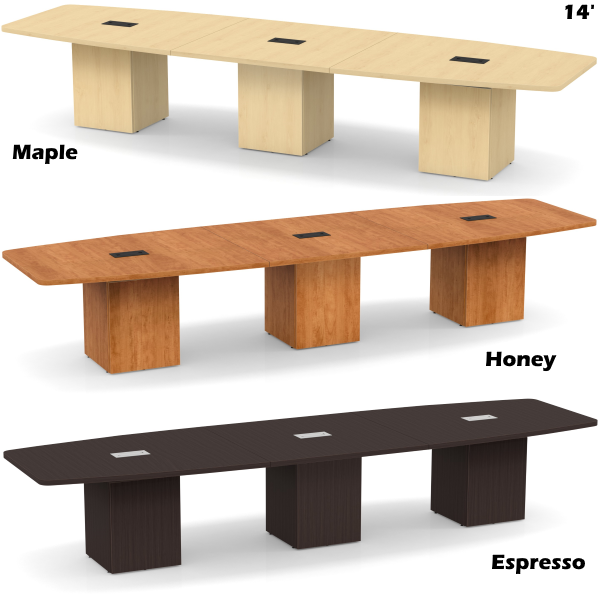 Performance 14' Cubed Base Boat Shaped Conference Table