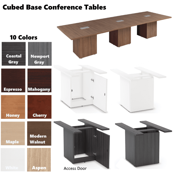 Office Source 48" Power Ready Square Table | Cube Base