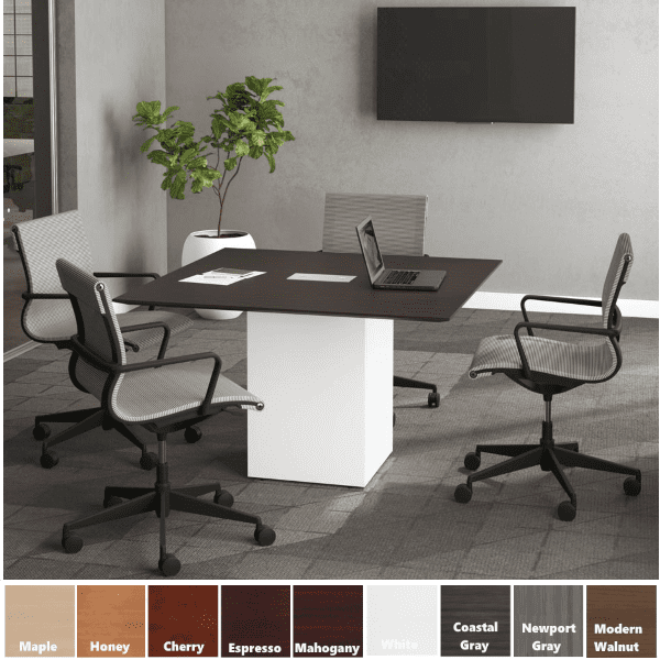 Office Source 48" Power Ready Square Table | Cube Base