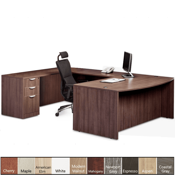 PL Bow Front 90° U-Desk Set | Large Executive U-Desk