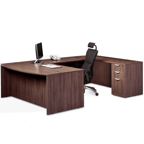 PL Bow Front 90° U-Desk Set | Large Executive U-Desk
