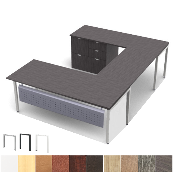 Modern Unite Leg Perforated Steel Modesty U-Desk