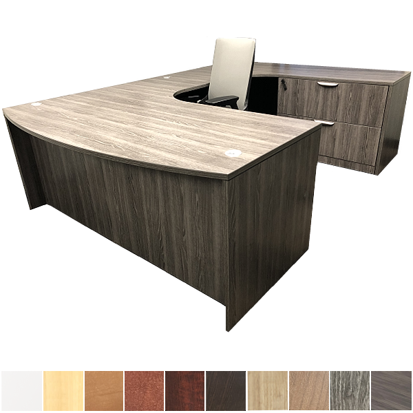 PL Bow Interior Curved Executive U-Desk + Lateral File