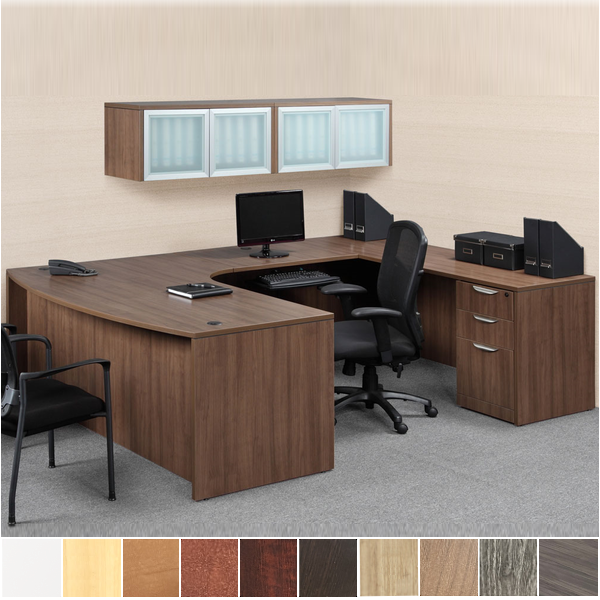 PL Bow Interior Curved U-Desk | 90° Credenza | Wall Hutch