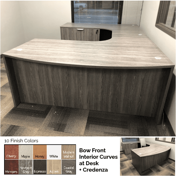 PL Bow Interior Curved Executive U-Desk + Lateral File