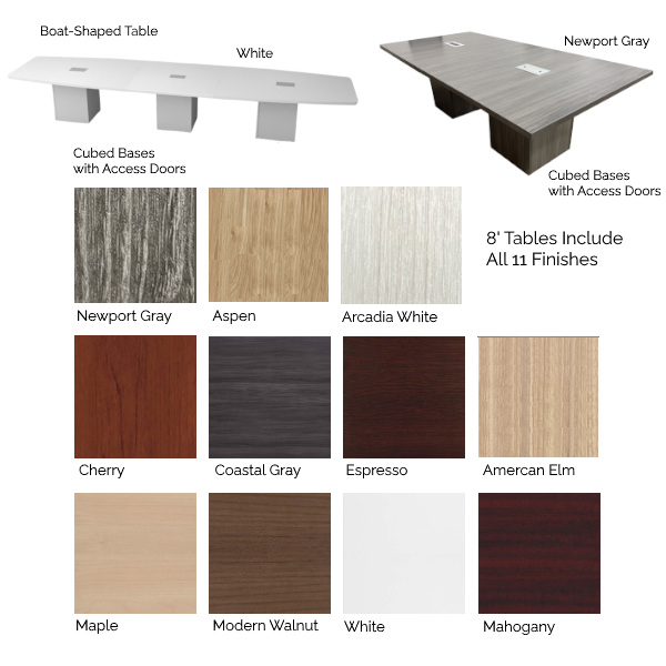 16' Cubed Base Boat Shaped Conference Table