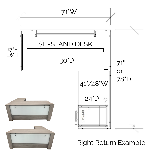 Ultra Height Adjustable Casing Glass Front Executive L-Desk